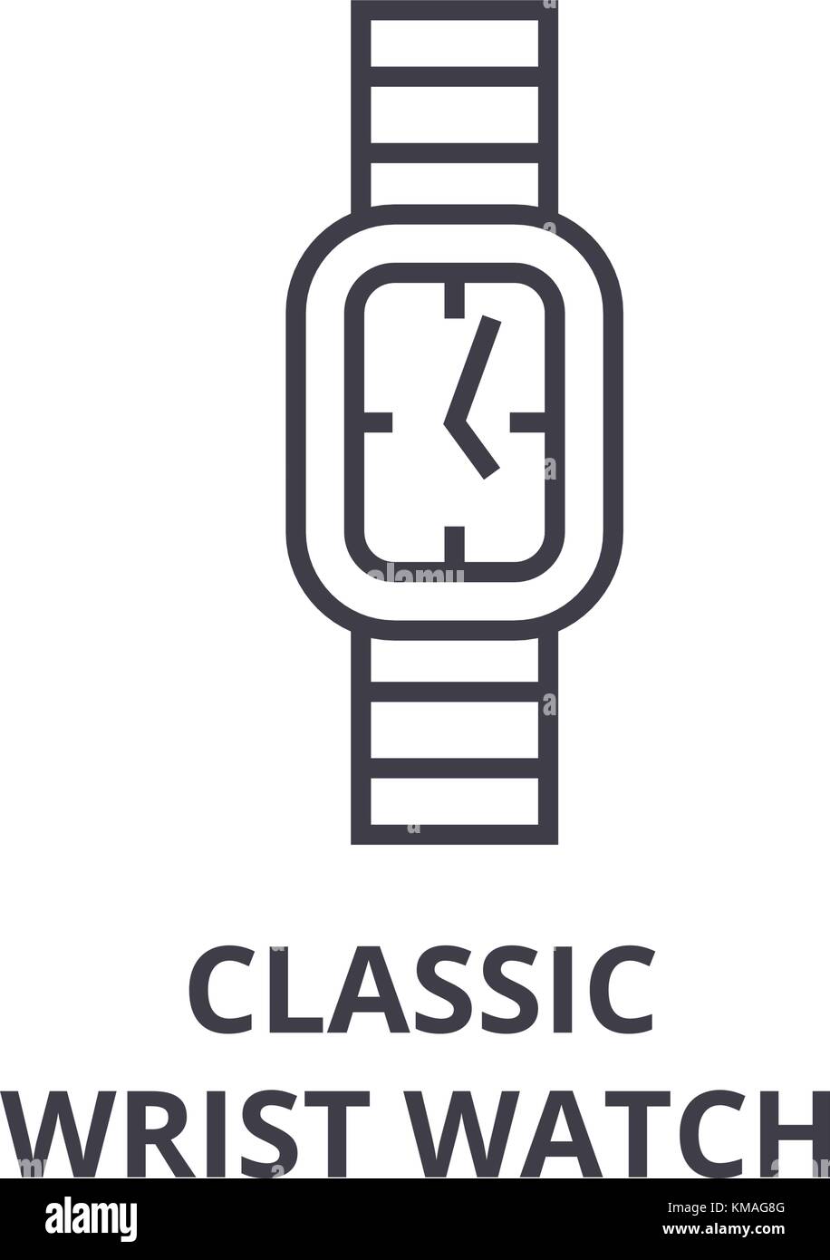 classic wrist watch line icon, outline sign, linear symbol, vector ...