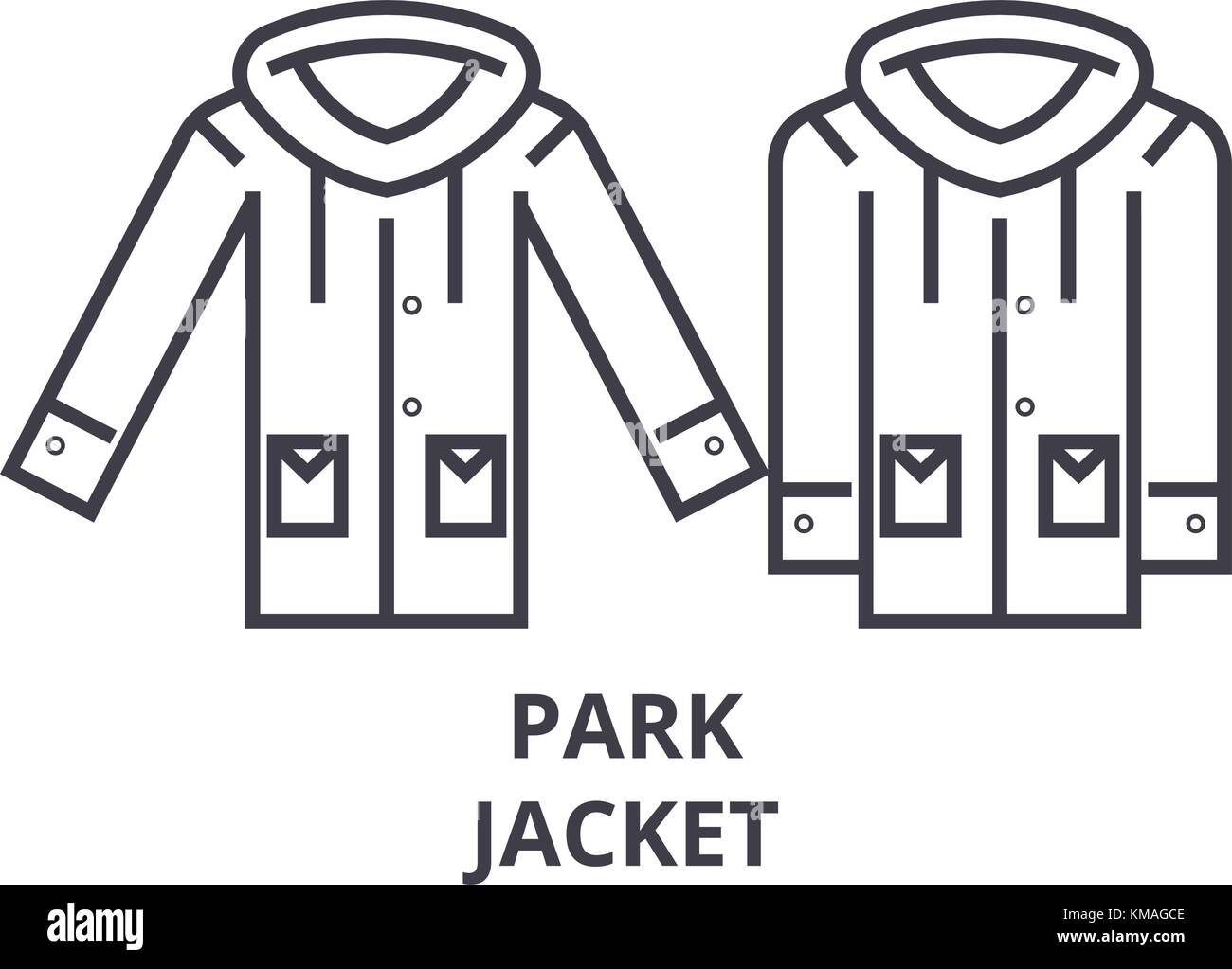 park jacket line icon, outline sign, linear symbol, vector, flat ...