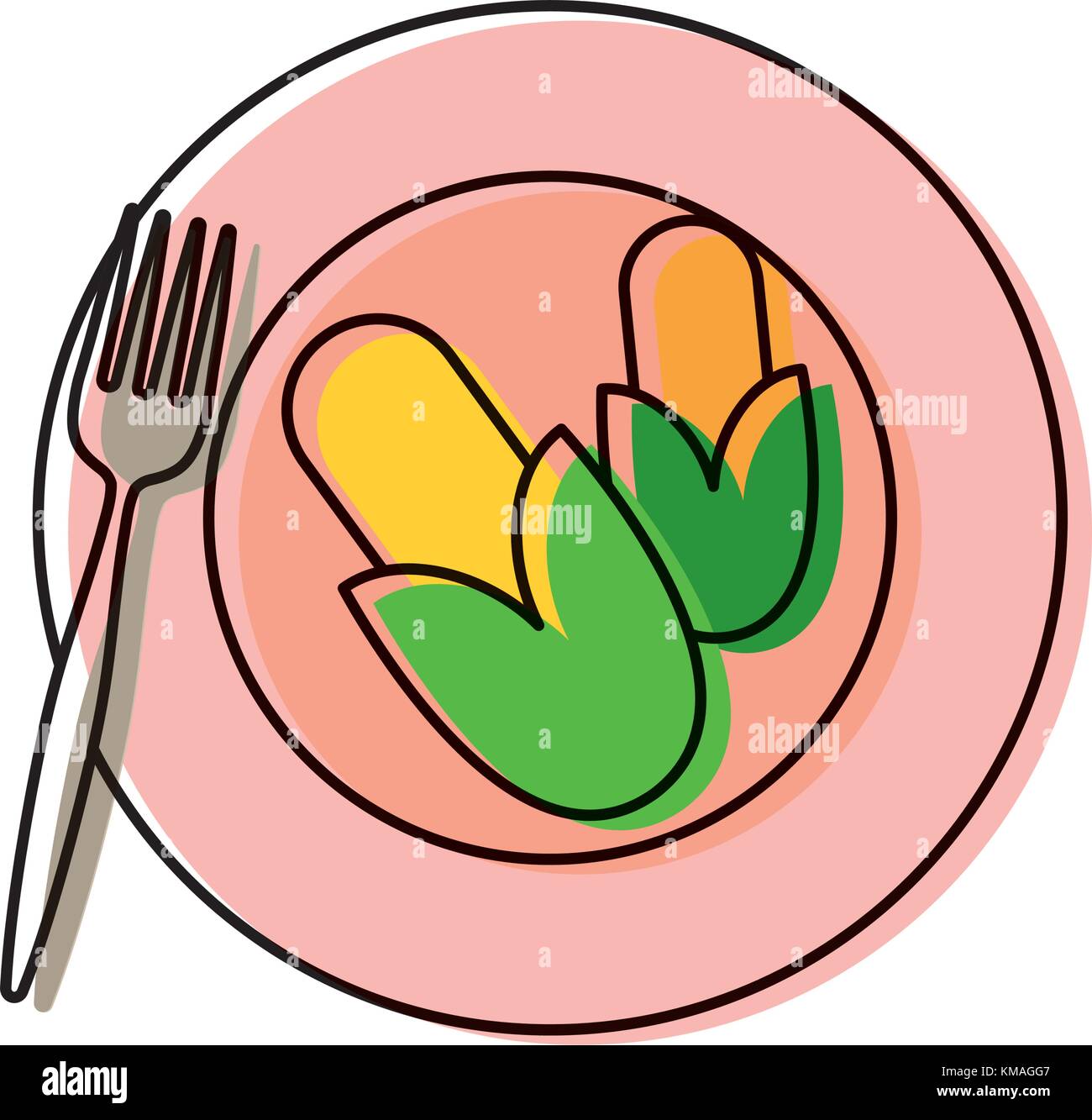 plate with corn vector illustration Stock Vector Image & Art - Alamy