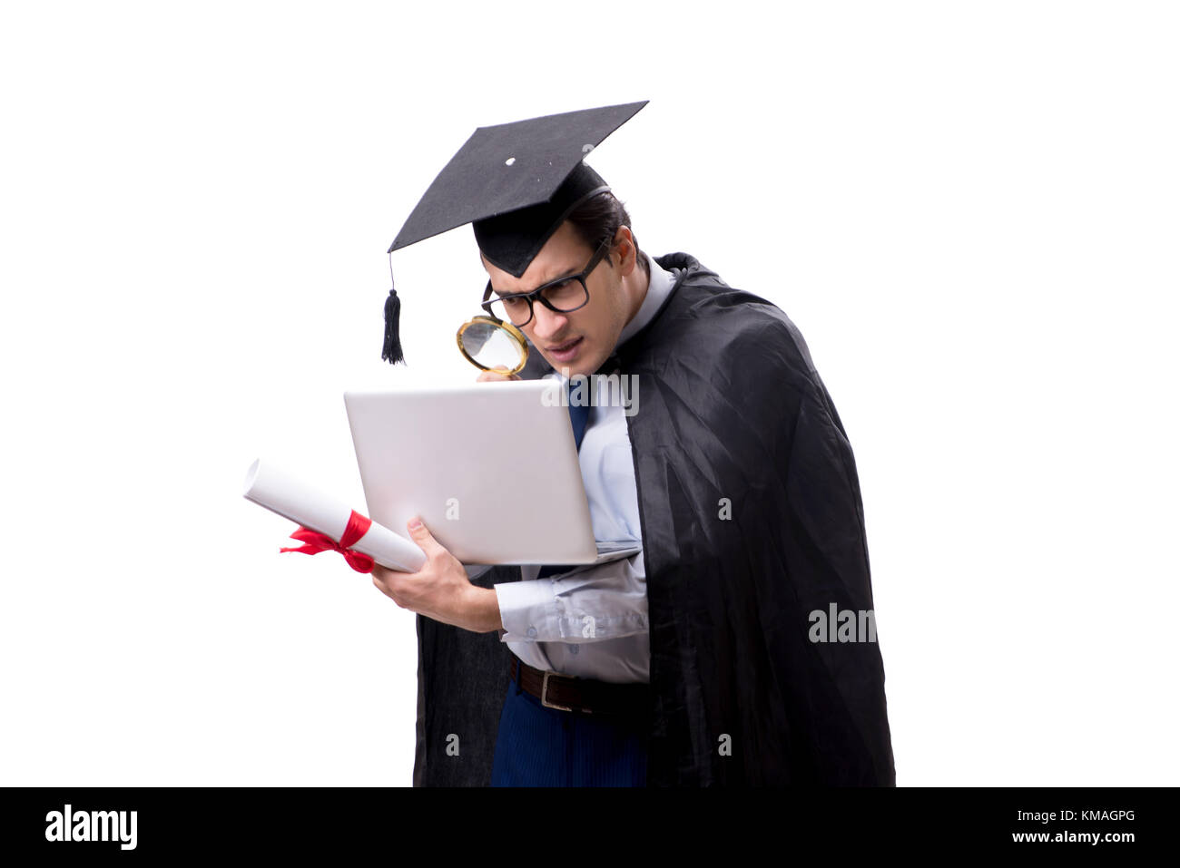 Student graduate isolated on white background Stock Photo - Alamy