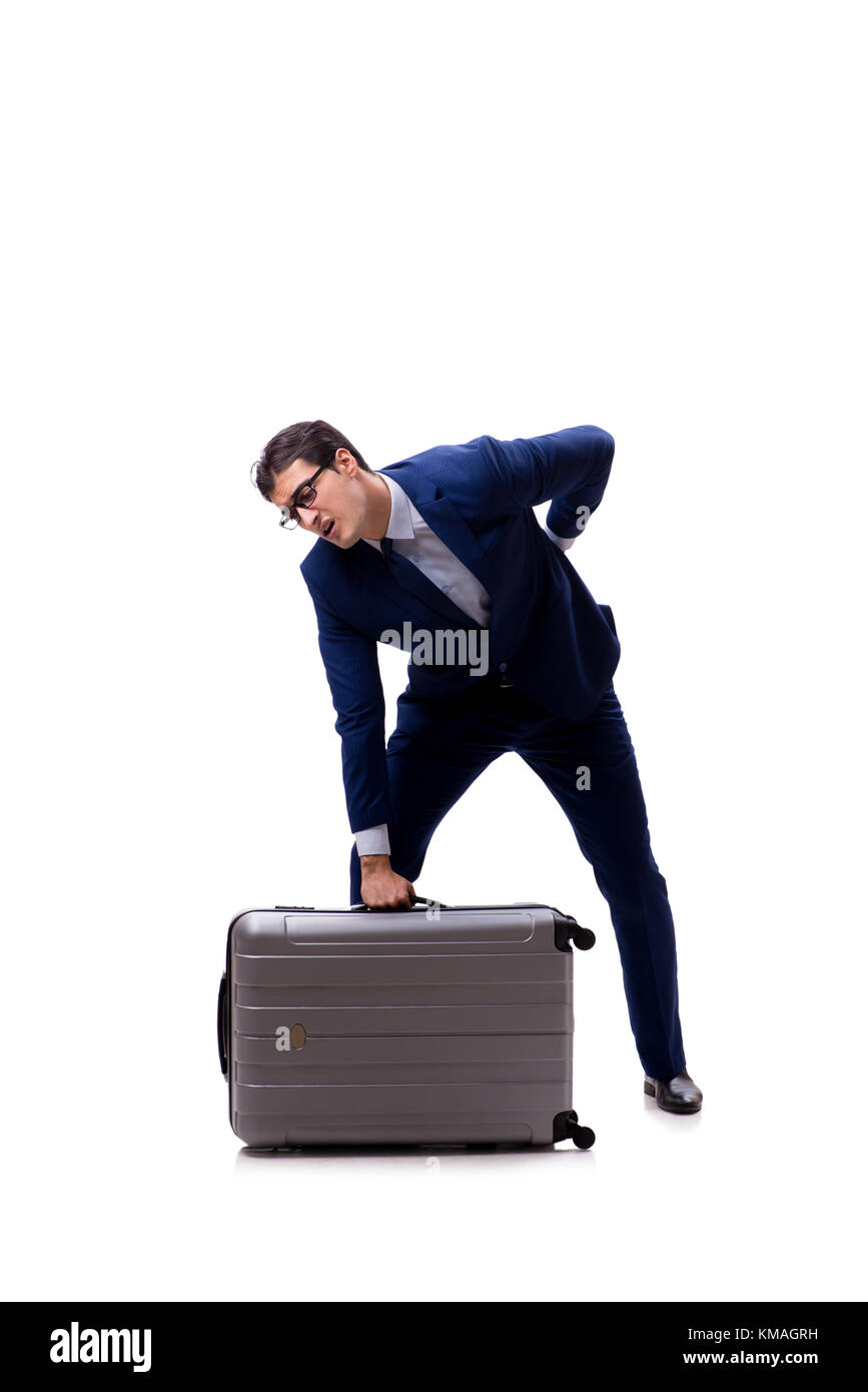 Young businessman with suitcase isolated on white background Stock ...