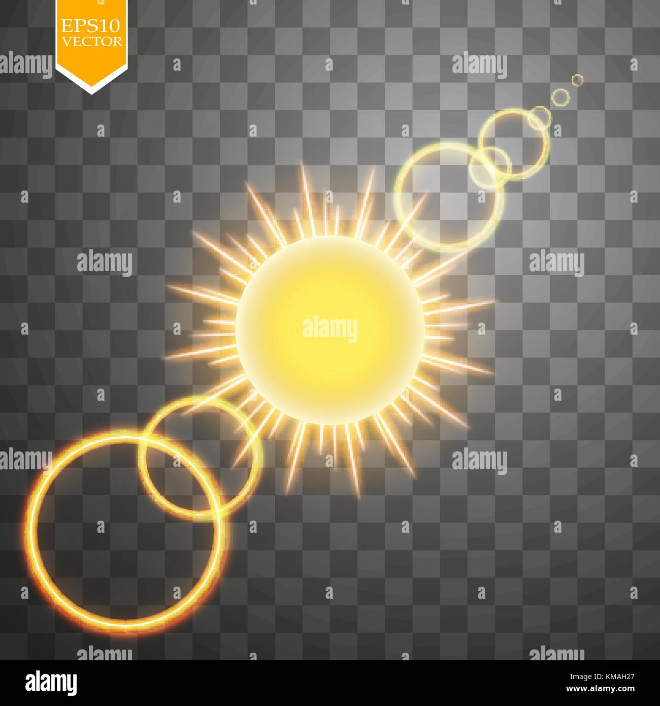 Abstract gold Sun and energy ring on transparent background. Sun Stock ...