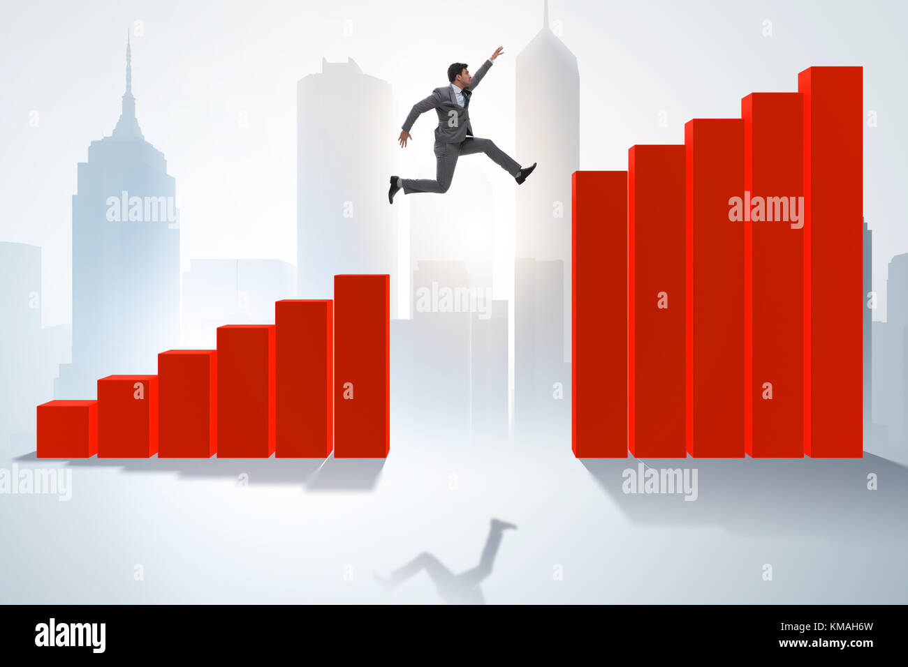 Businessman running towards economic success Stock Photo - Alamy