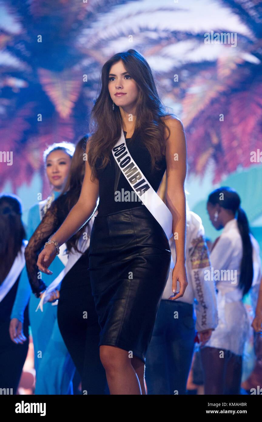 DORAL, FL - JANUARY 23: Paulina Vega, Miss Colombia 2014, rehearses on ...