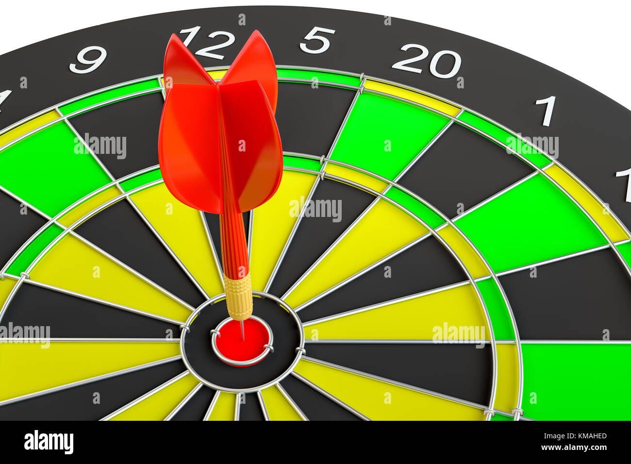 Close up red dart arrow on center of dartboard Stock Photo - Alamy