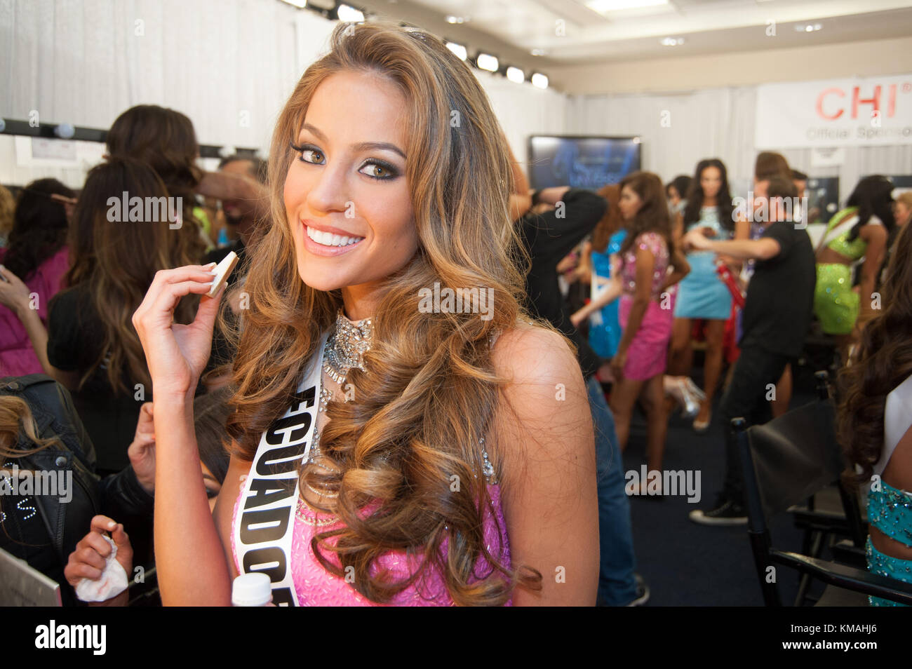 DORAL, FL - JANUARY 25: Alejandra Argudo, Miss Ecuador 2014 gets her ...