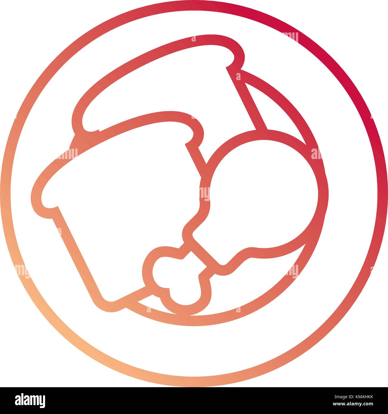 chicken leg and bread icon Stock Vector Image & Art - Alamy