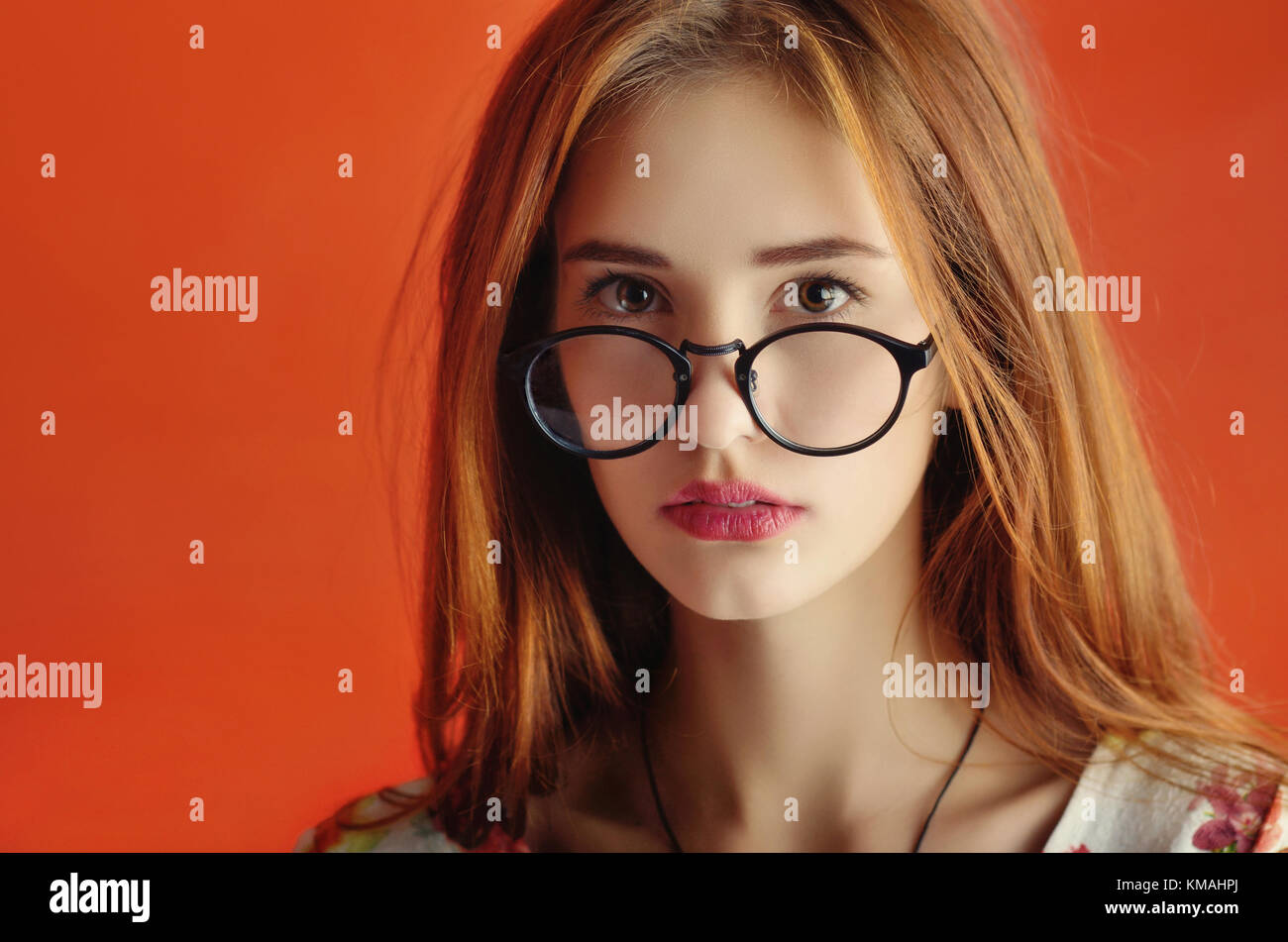 Studio portrait glasses female hi-res stock photography and images - Alamy