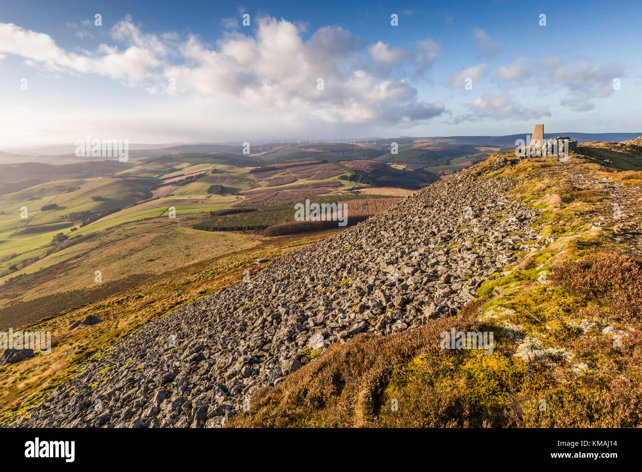 The ruins of Iron Age Tap O Noth hill fort on Hill O Noth near Rhynie ...