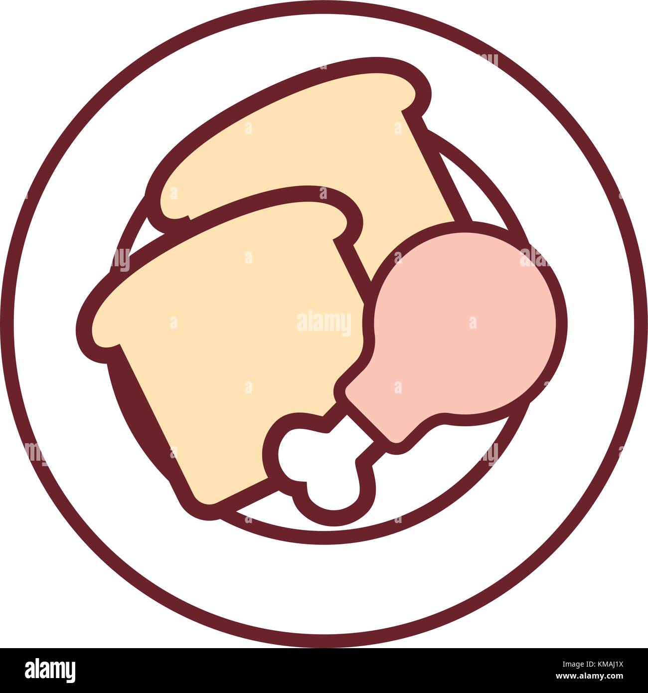 chicken leg and bread icon Stock Vector Image & Art - Alamy