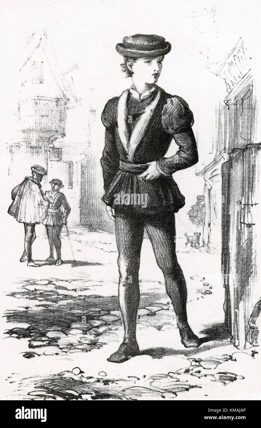 A London apprentice in the 16th century - 19th century lithograph Stock ...