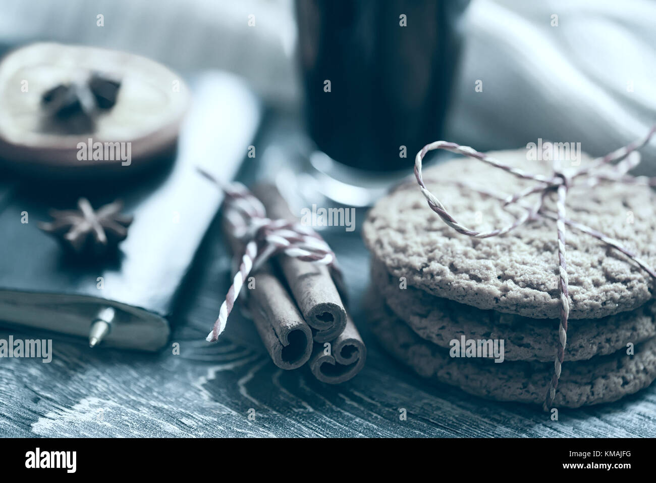 Cosy winter still-life and window. Xmas background Stock Photo - Alamy