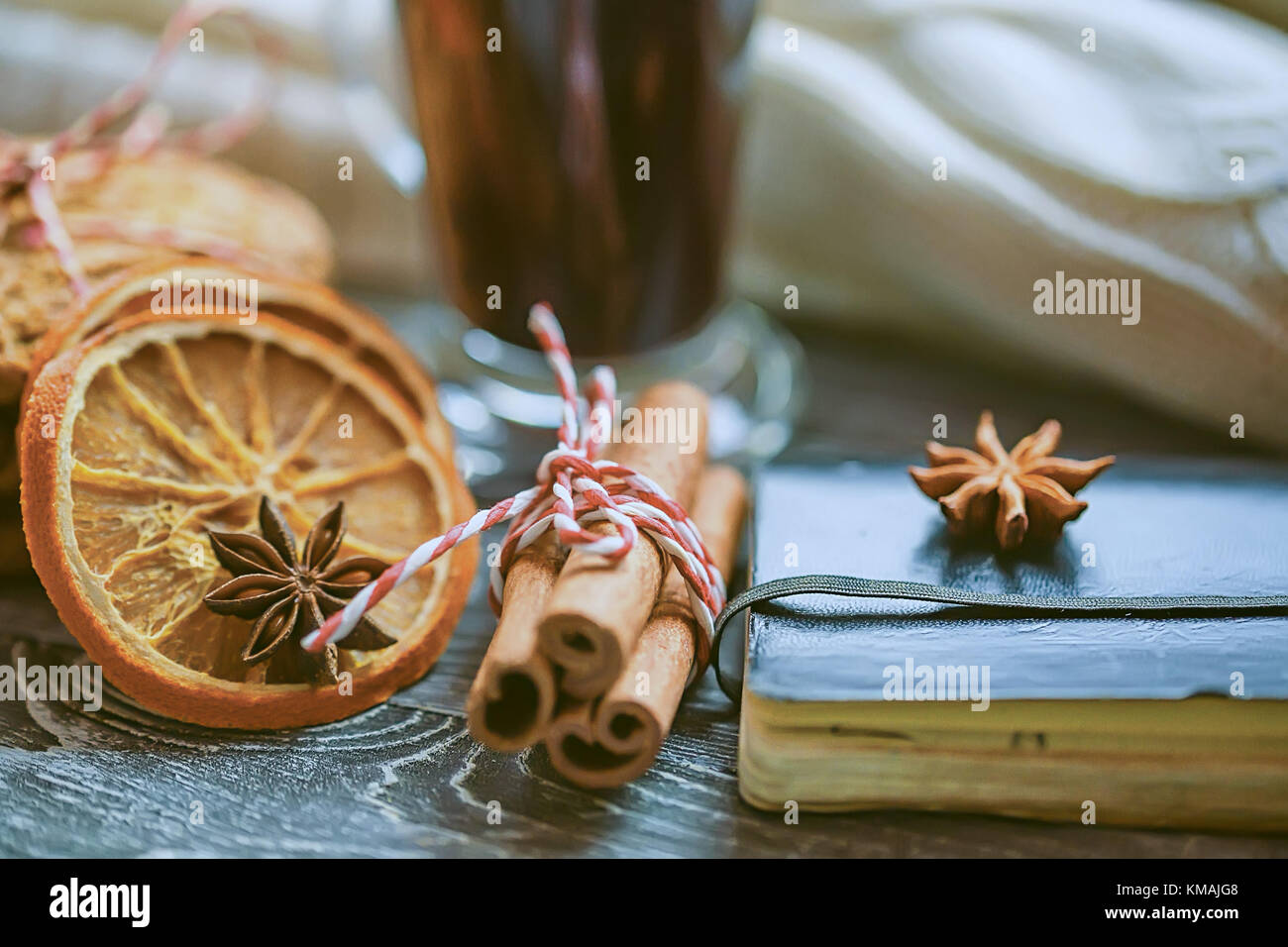 Cosy winter still-life and window. Xmas background Stock Photo - Alamy