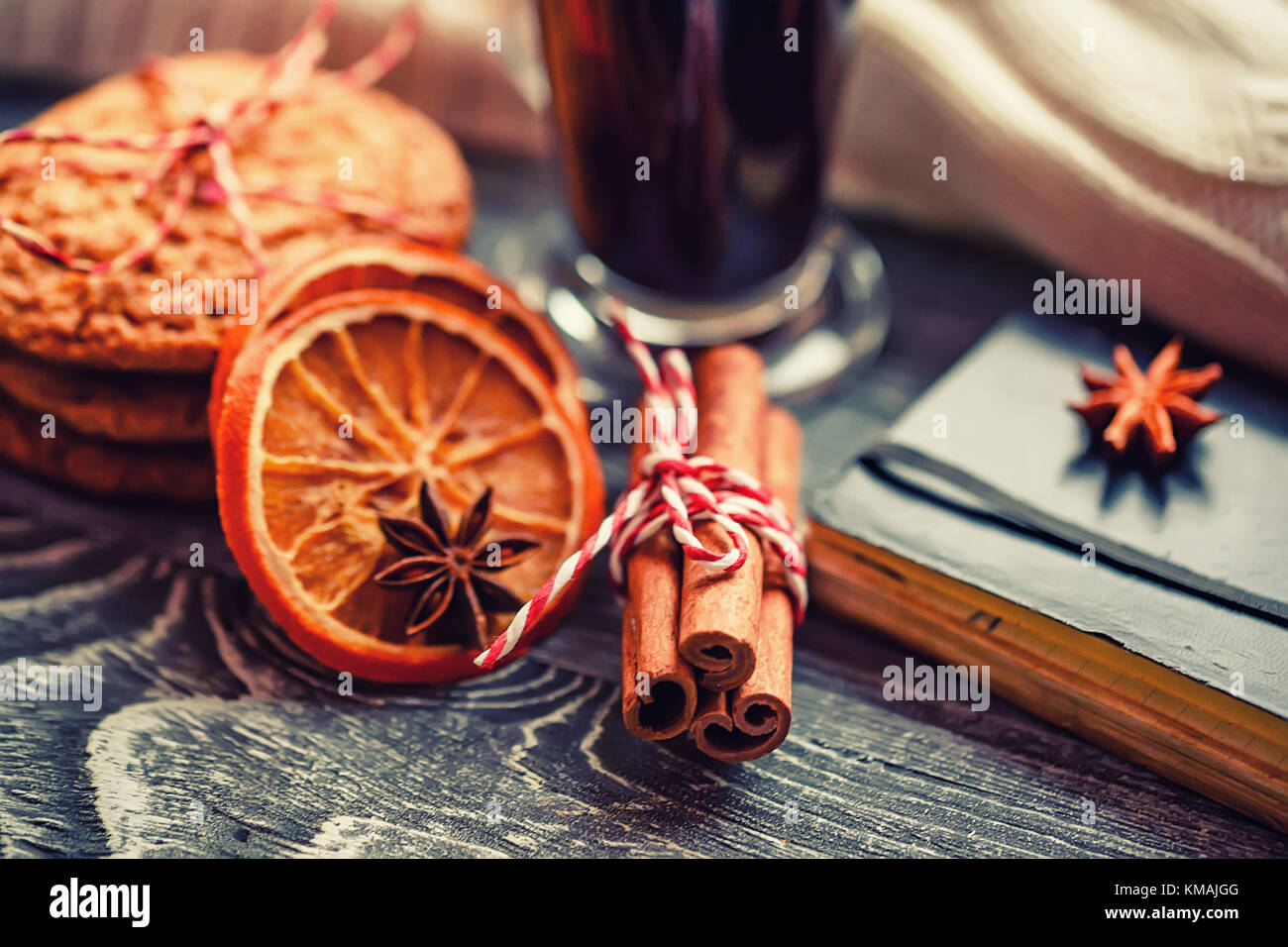 Cosy winter still-life and window. Xmas background Stock Photo - Alamy