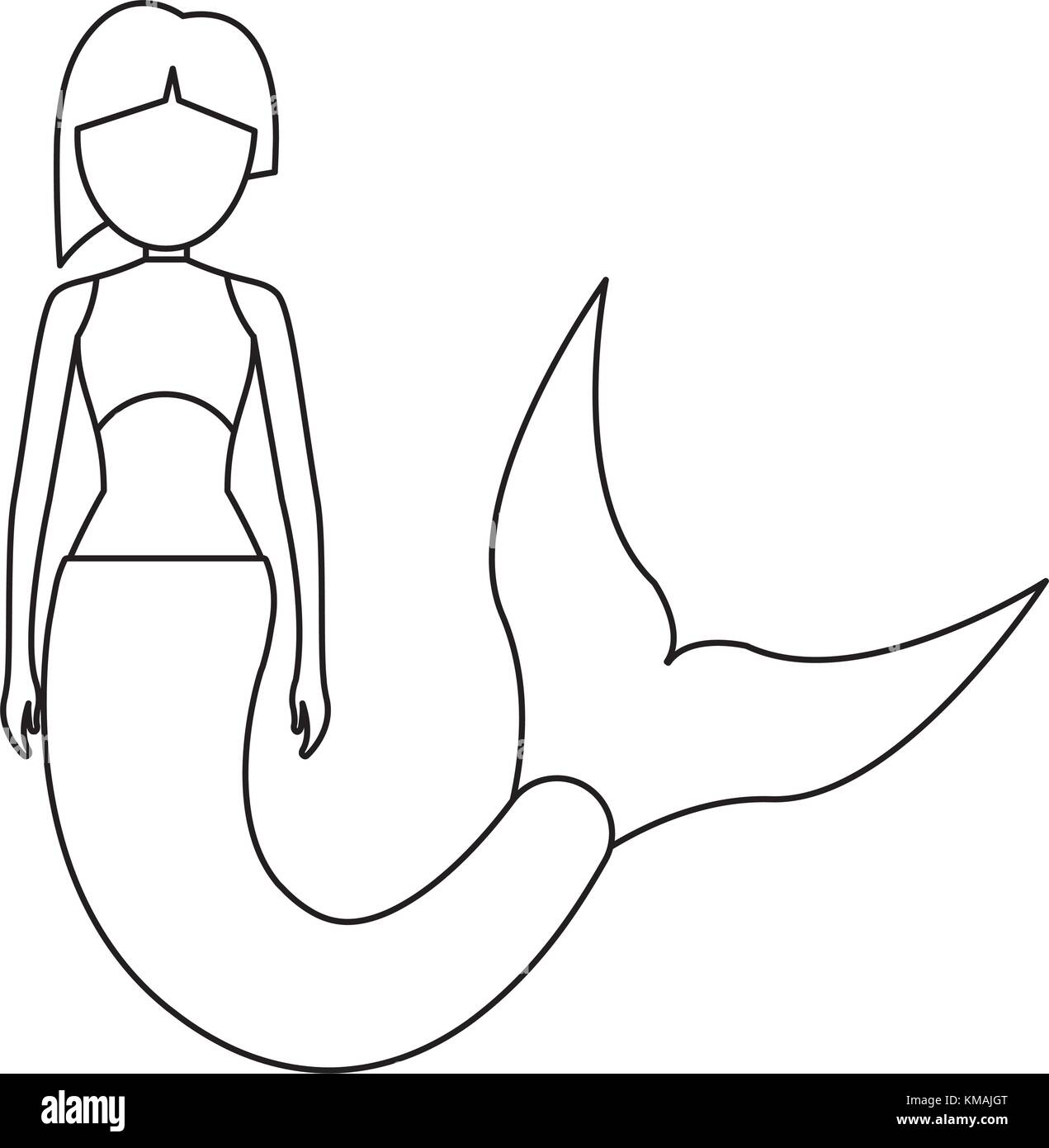 Mermaid Clipart Black And White