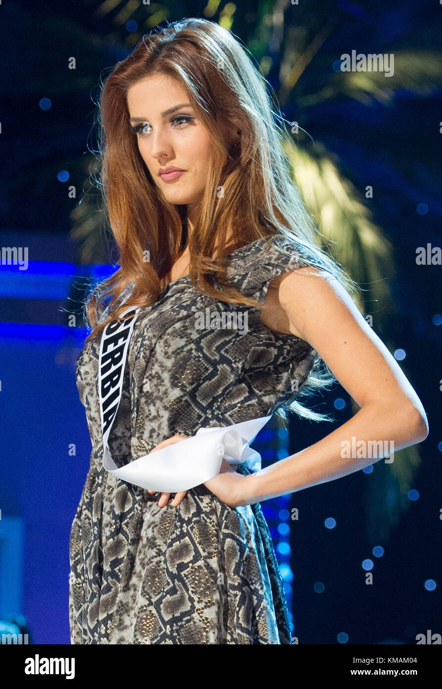 DORAL, FL - JANUARY 23: Andjelka Tomasevic, Miss Serbia 2014, rehearses ...