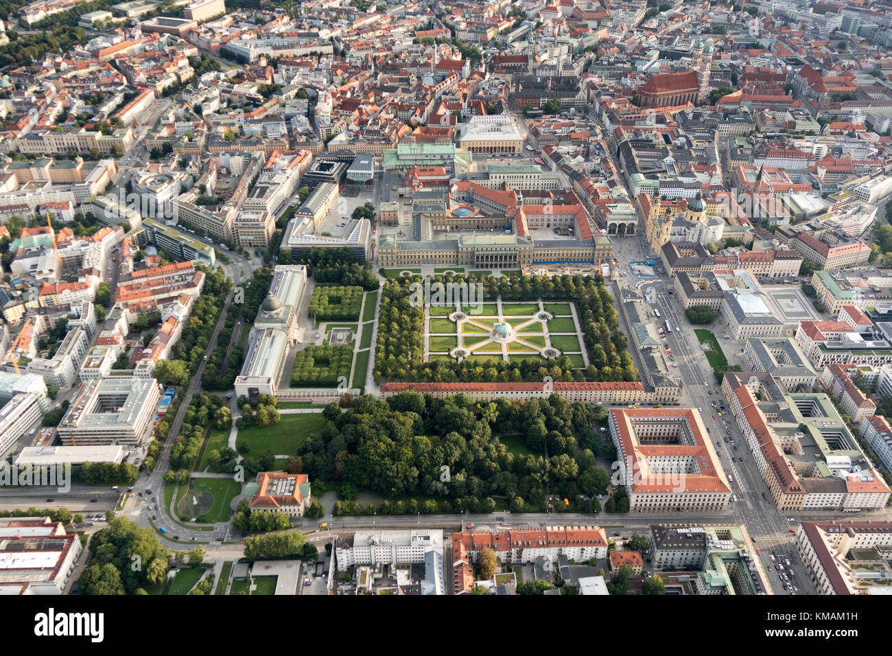 aerial view of the area surrounding the Hofgarten, Munich, Bavaria ...
