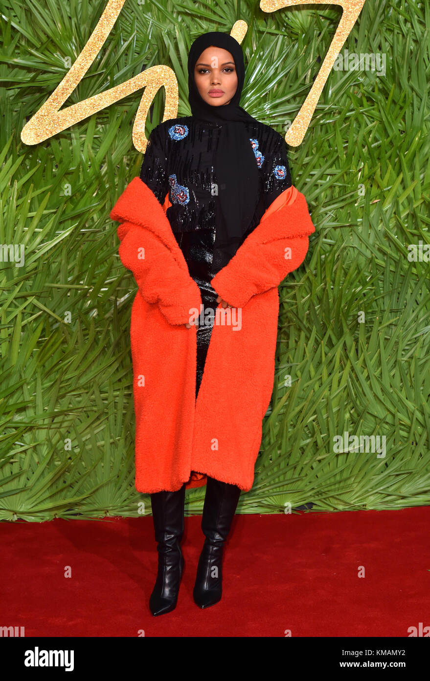 Halima Aden attending the Fashion Awards 2017, in partnership with ...
