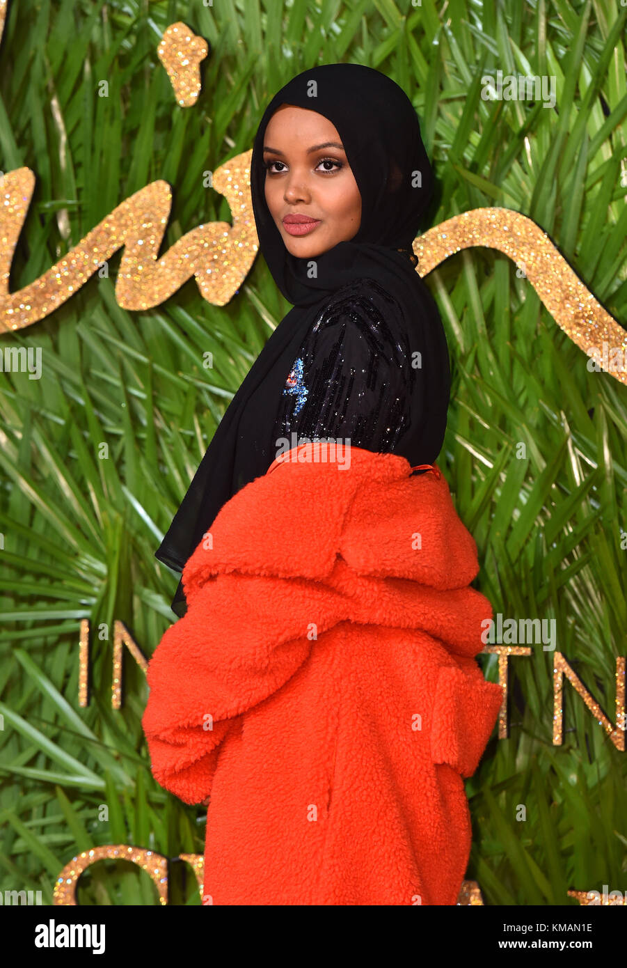 Halima Aden attending the Fashion Awards 2017, in partnership with ...
