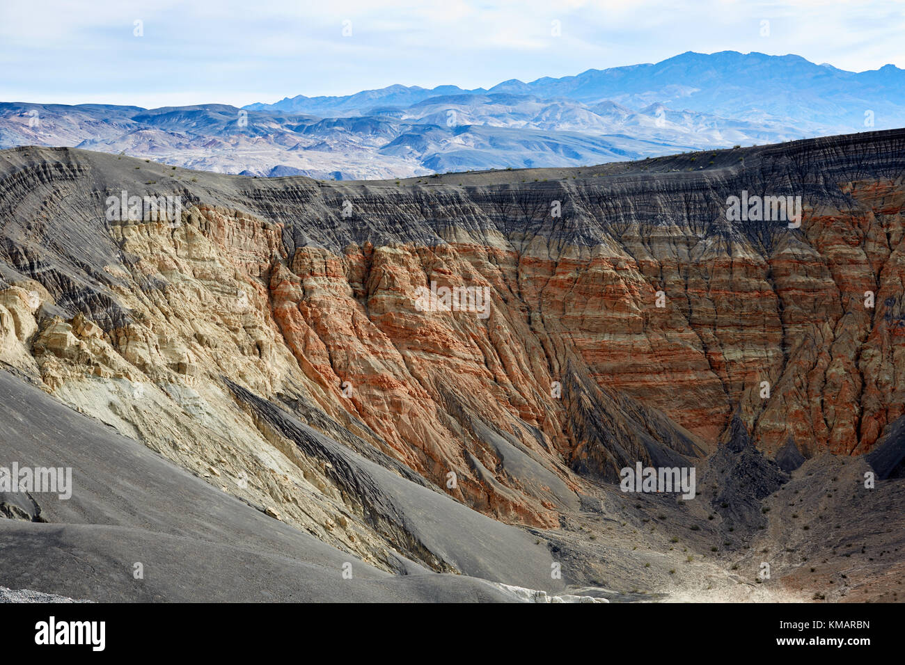Eroded mountains slopes in Death Valley National Park showing the ...