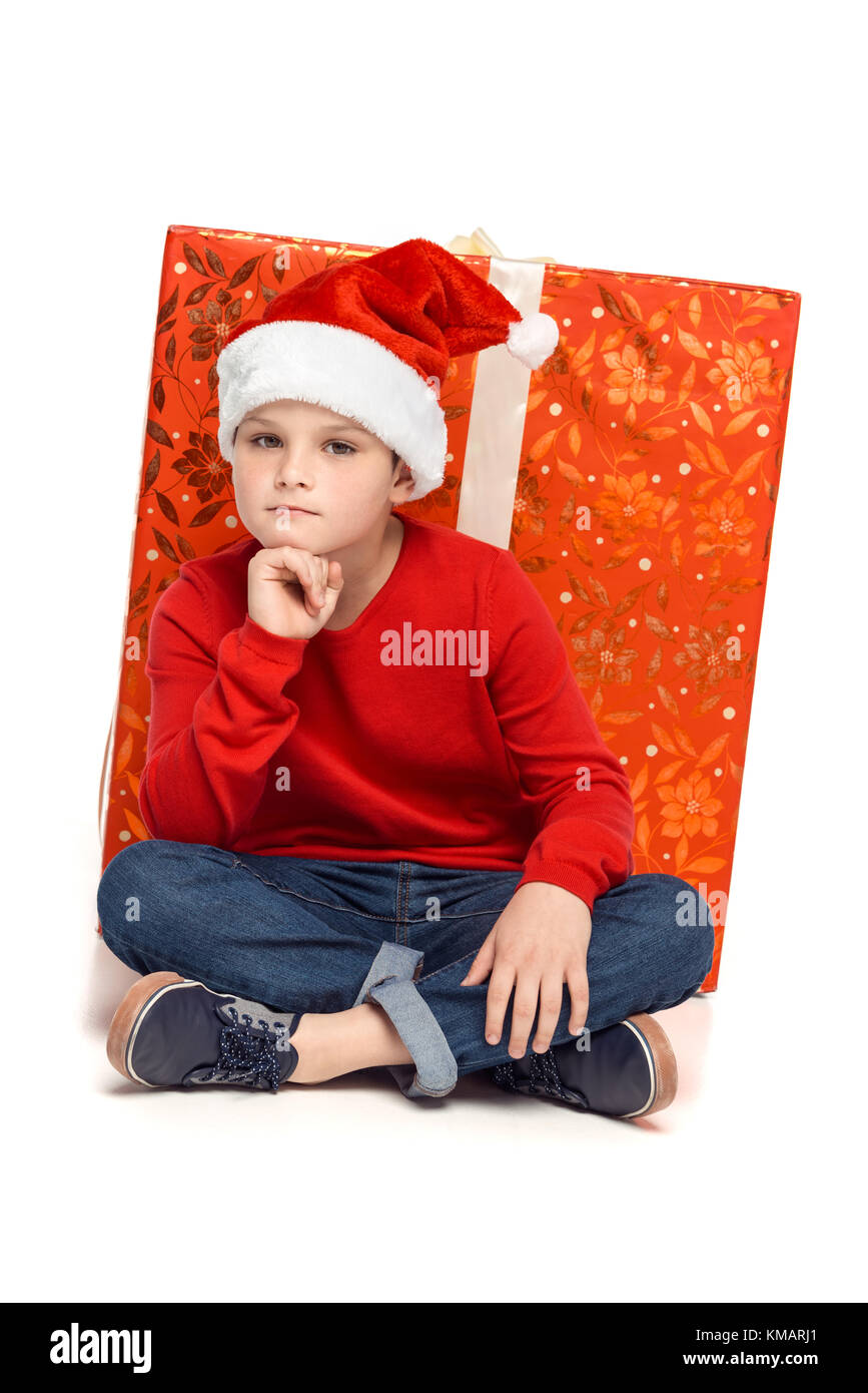 boy with big christmas present Stock Photo - Alamy
