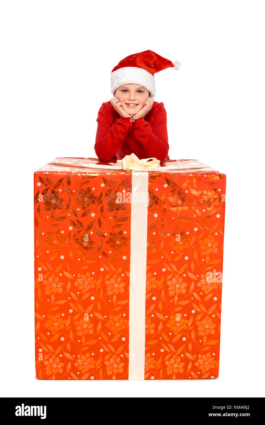 Happy boy and present Cut Out Stock Images & Pictures - Alamy