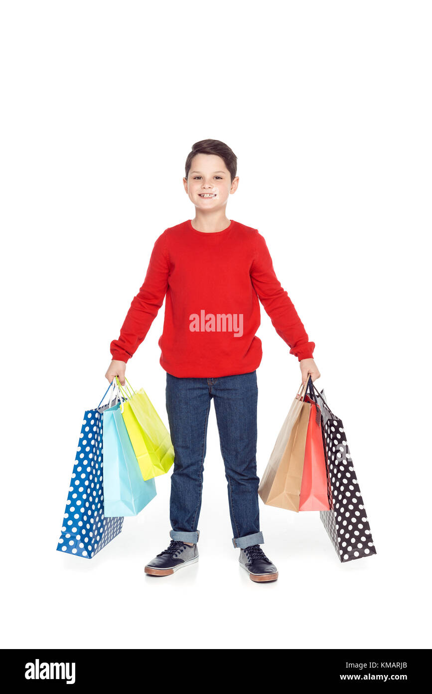boy with shopping bags Stock Photo - Alamy