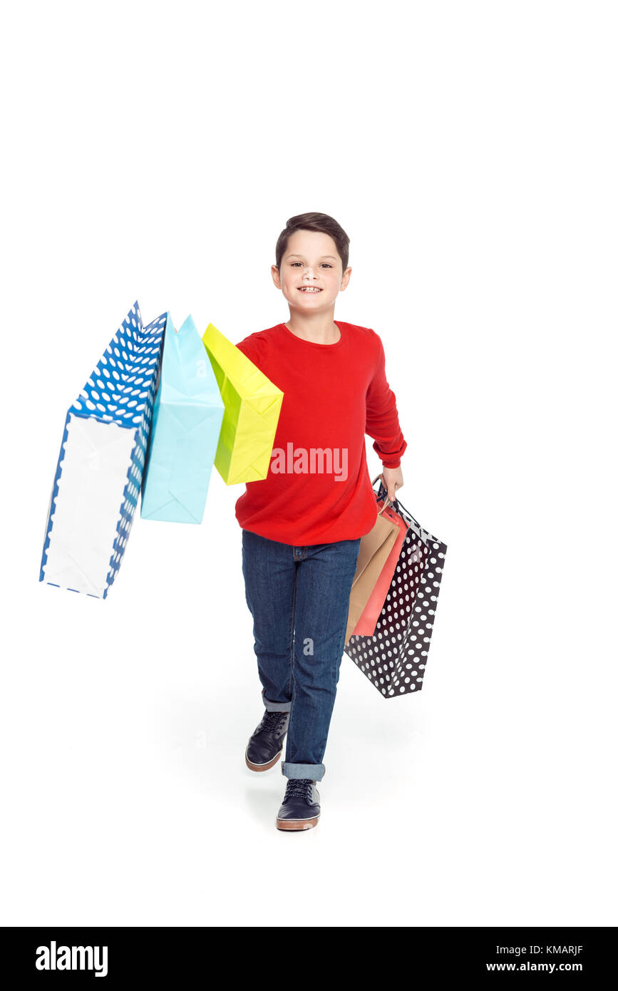 boy with shopping bags Stock Photo - Alamy