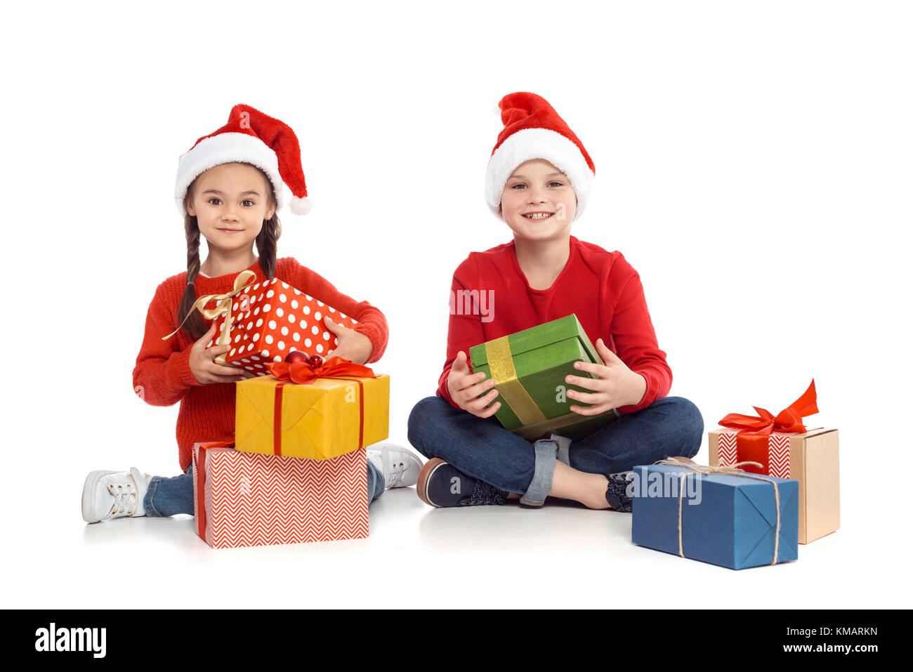 Happy children brother sister Cut Out Stock Images & Pictures - Alamy