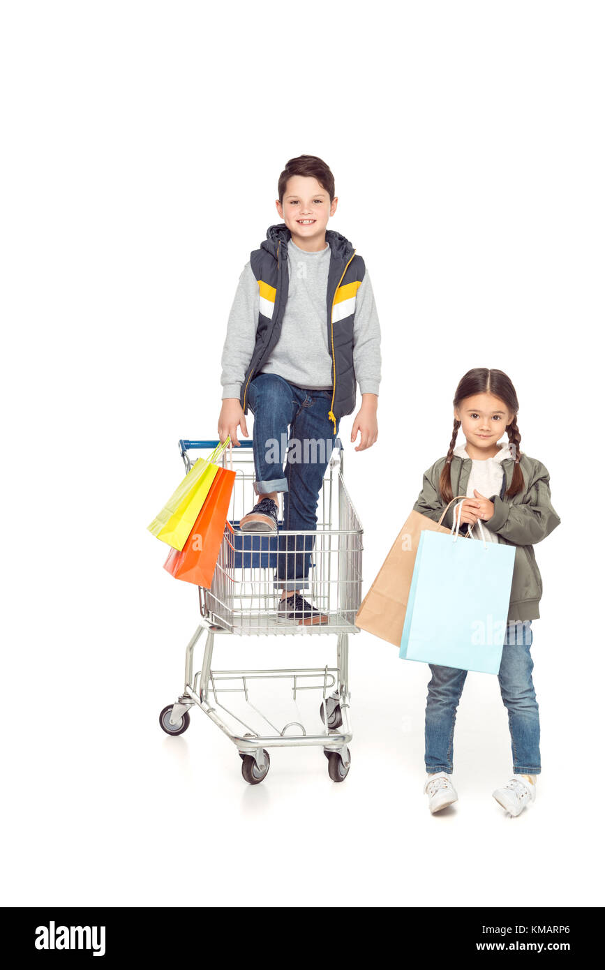 Happy children brother sister Cut Out Stock Images & Pictures - Alamy