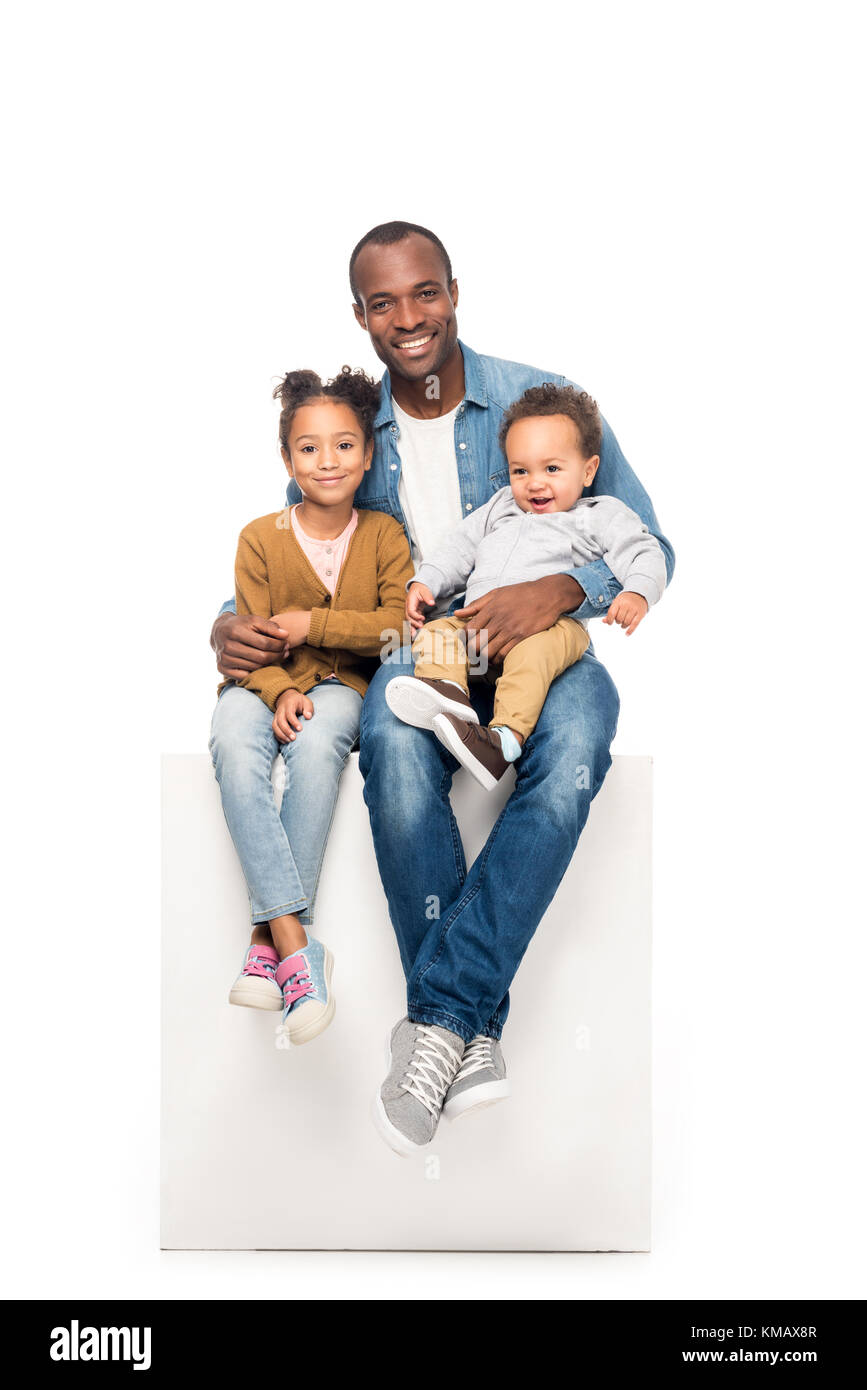 african american father with kids Stock Photo - Alamy