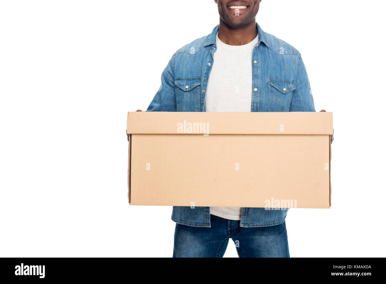 man holding cardboard box Stock Photo - Alamy