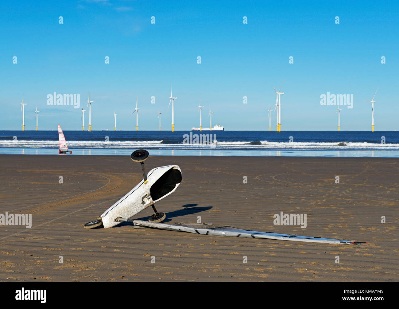 Sand yachts on the beach at Redcar, North Yorkshire, England UK Stock ...