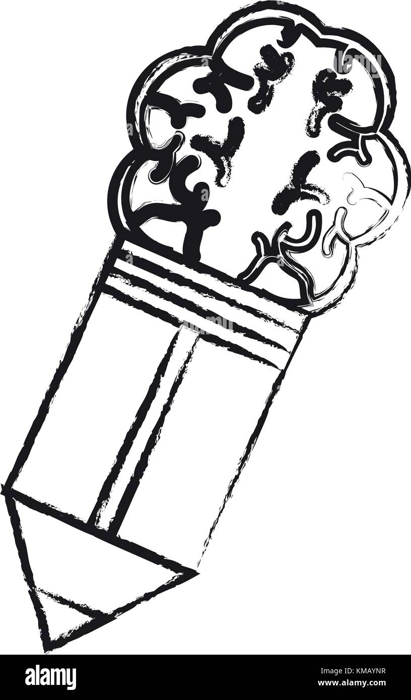 Pencil With A Brain Shaped Eraser Stock Vector Image & Art - Alamy