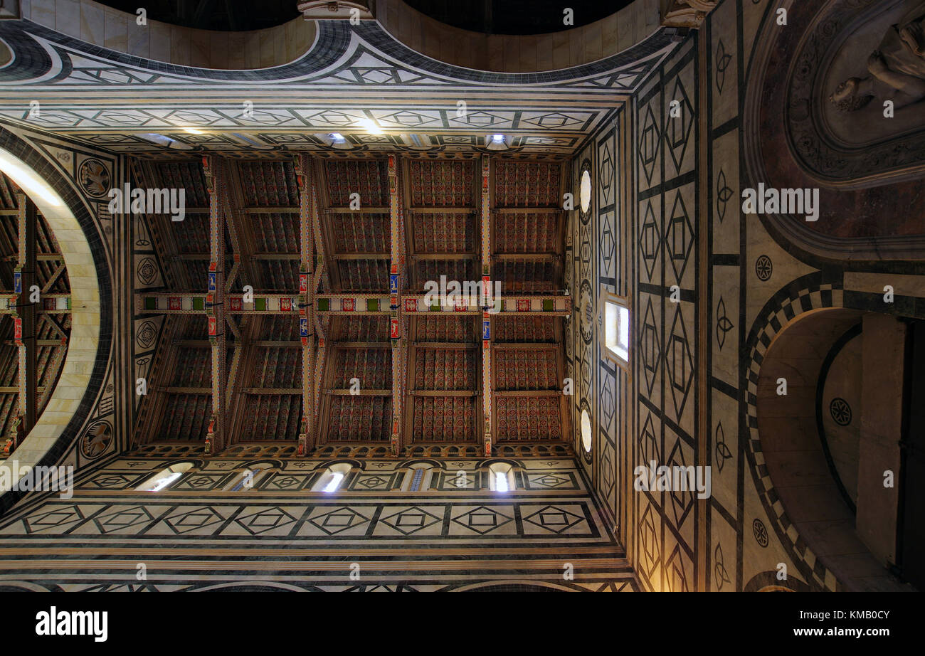 FLORENCE, ITALY - NOVEMBER 7, 2017: ancient medieval wooden carved ...