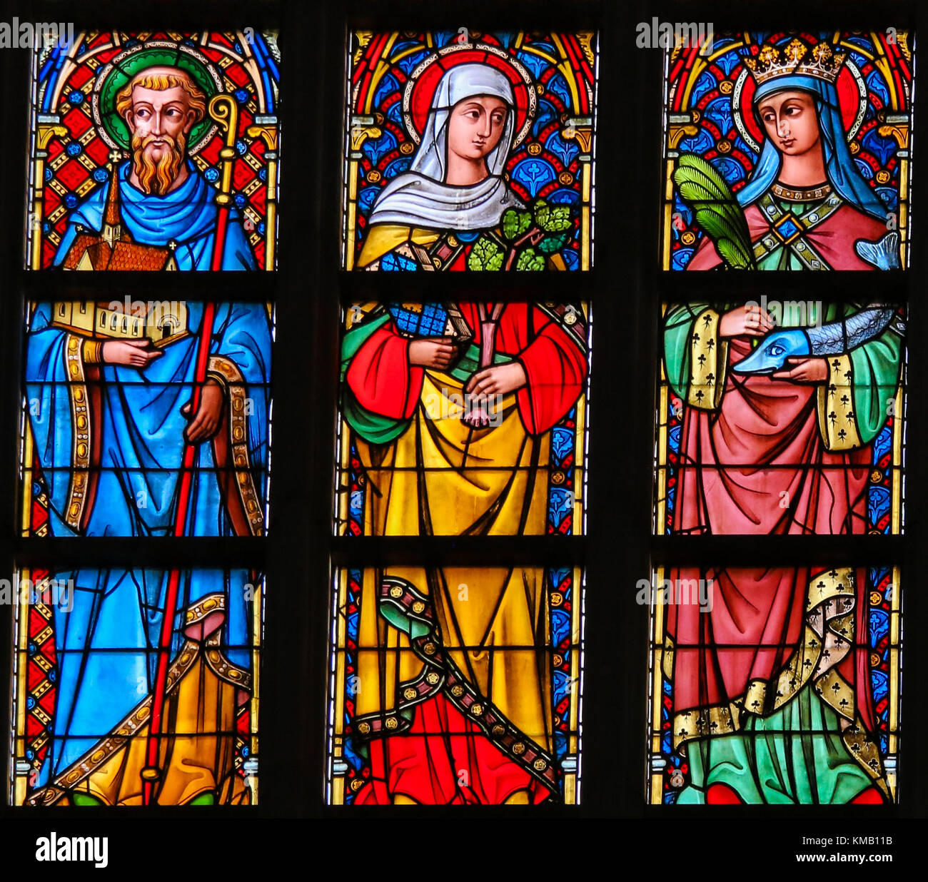 Stained Glass window in the Cathedral of Saint Bavo in Ghent, Flanders ...