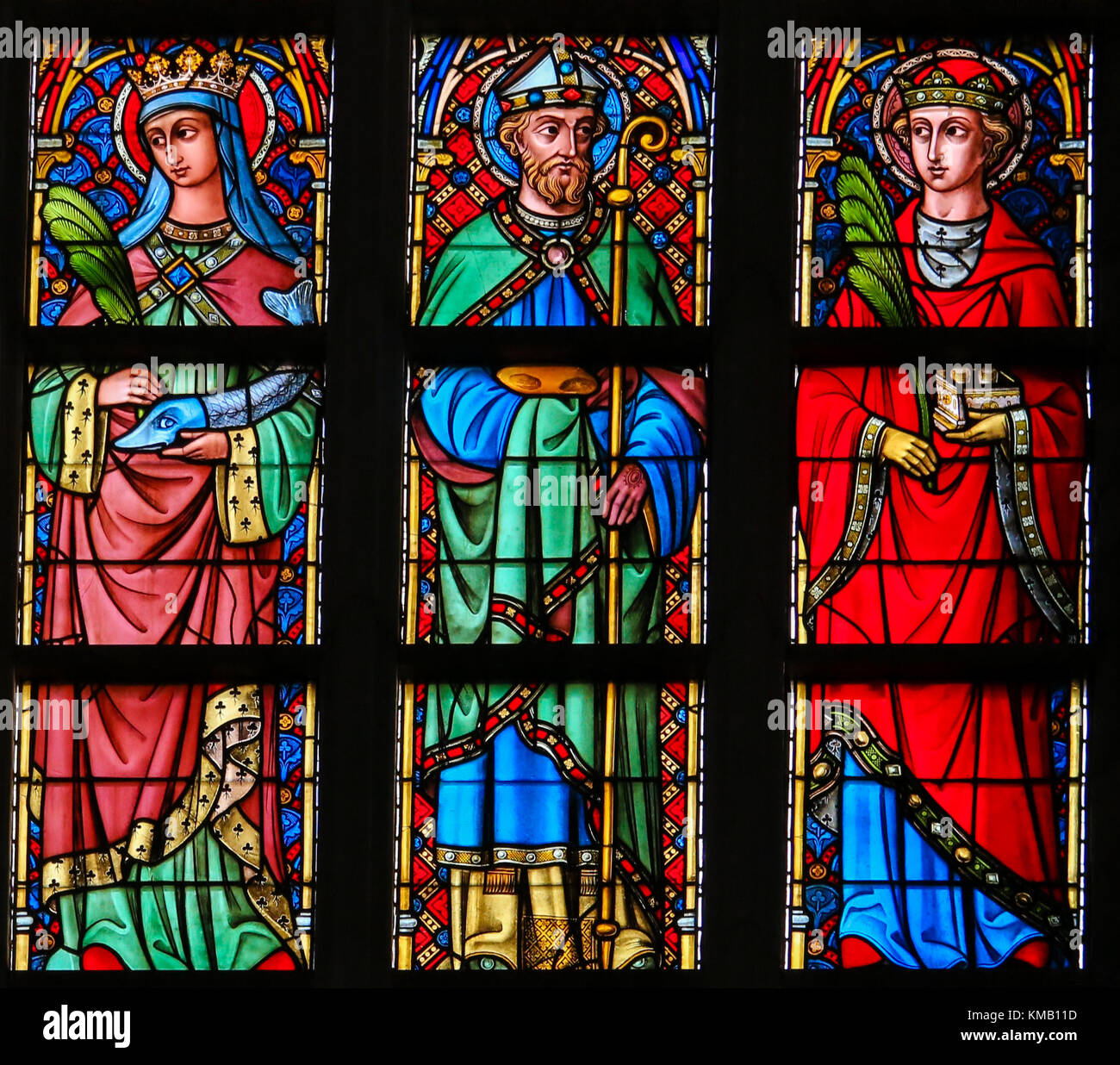 Stained Glass window in the Cathedral of Saint Bavo in Ghent, Flanders ...