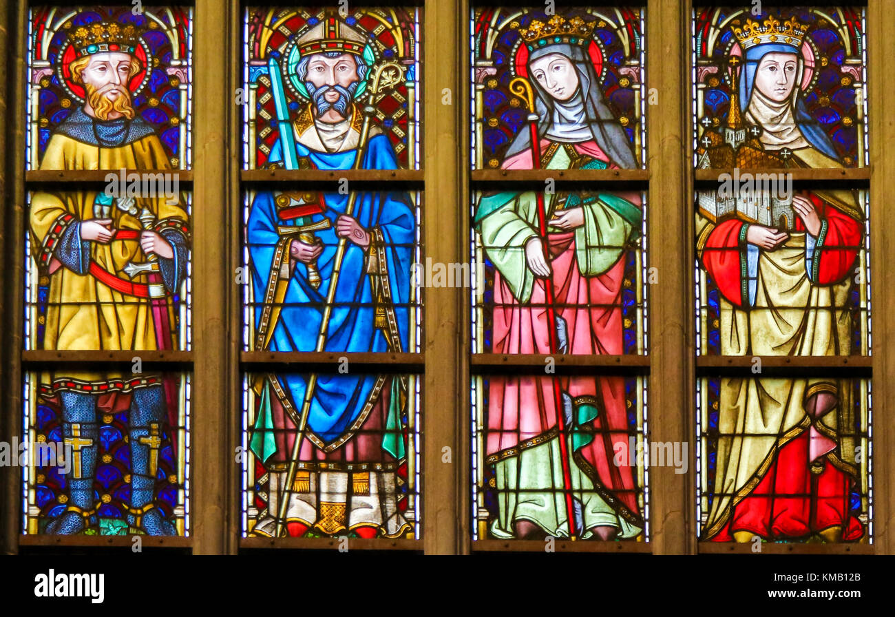 Stained Glass window in the Cathedral of Saint Bavo in Ghent, Flanders ...