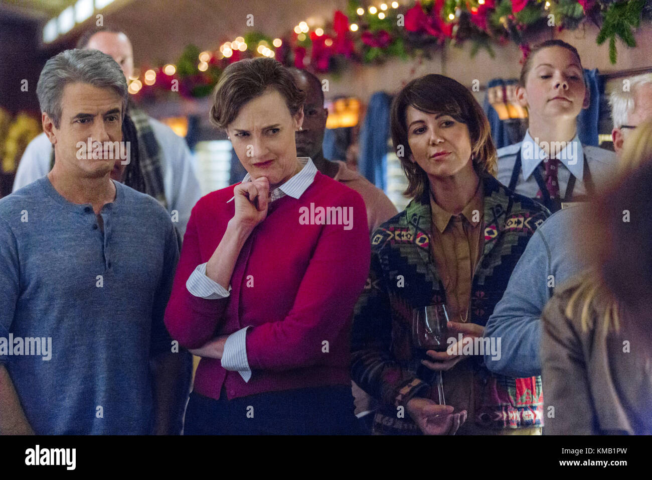 THE CHRISTMAS TRAIN, Dermot Mulroney (left), Joan Cusack (center), (aired Nov. 25, 2017). photo ...