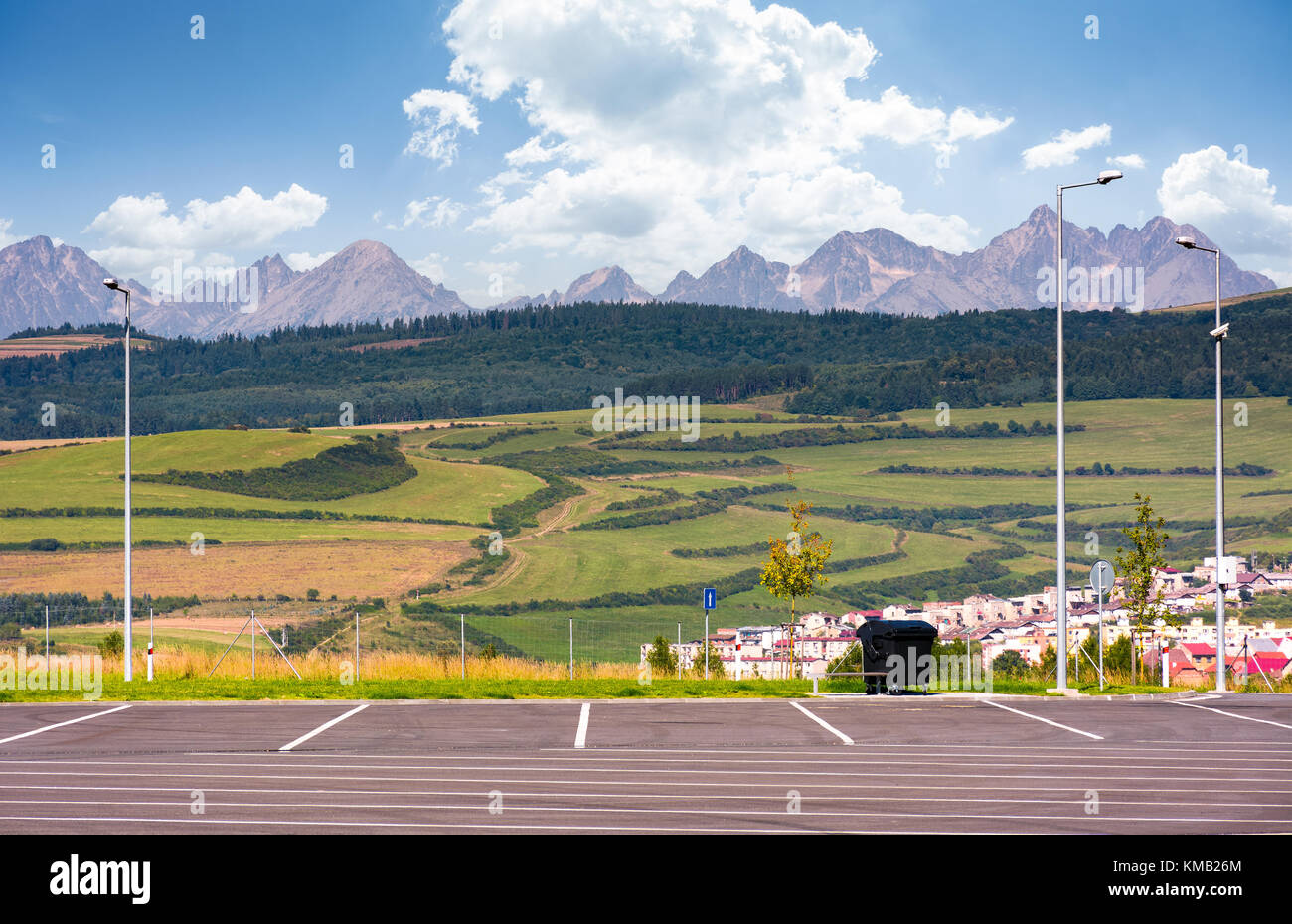 parking lot with view on High Tatra mountains. beautiful Slovakia ...
