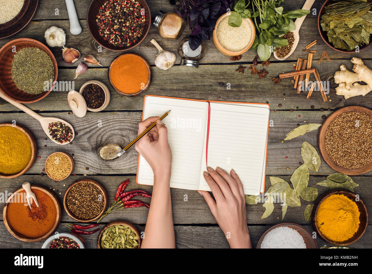 woman writing down recipe Stock Photo - Alamy