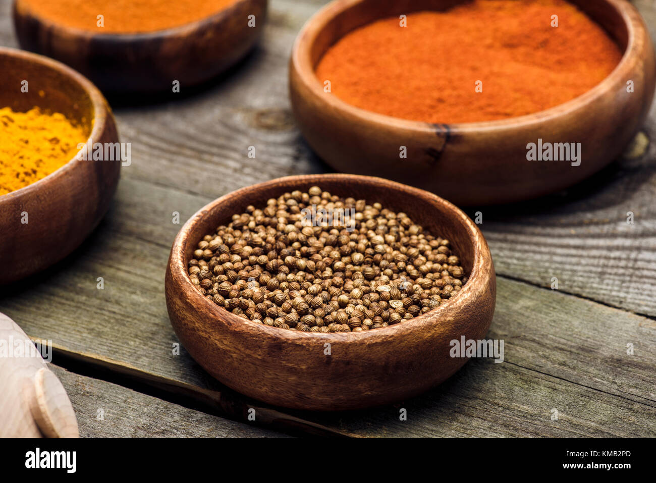 Bowls with coriander and turmeric Stock Photo - Alamy