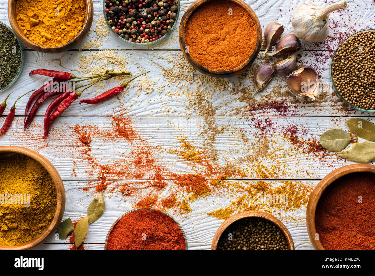 scattered spices and glasses with spices Stock Photo - Alamy