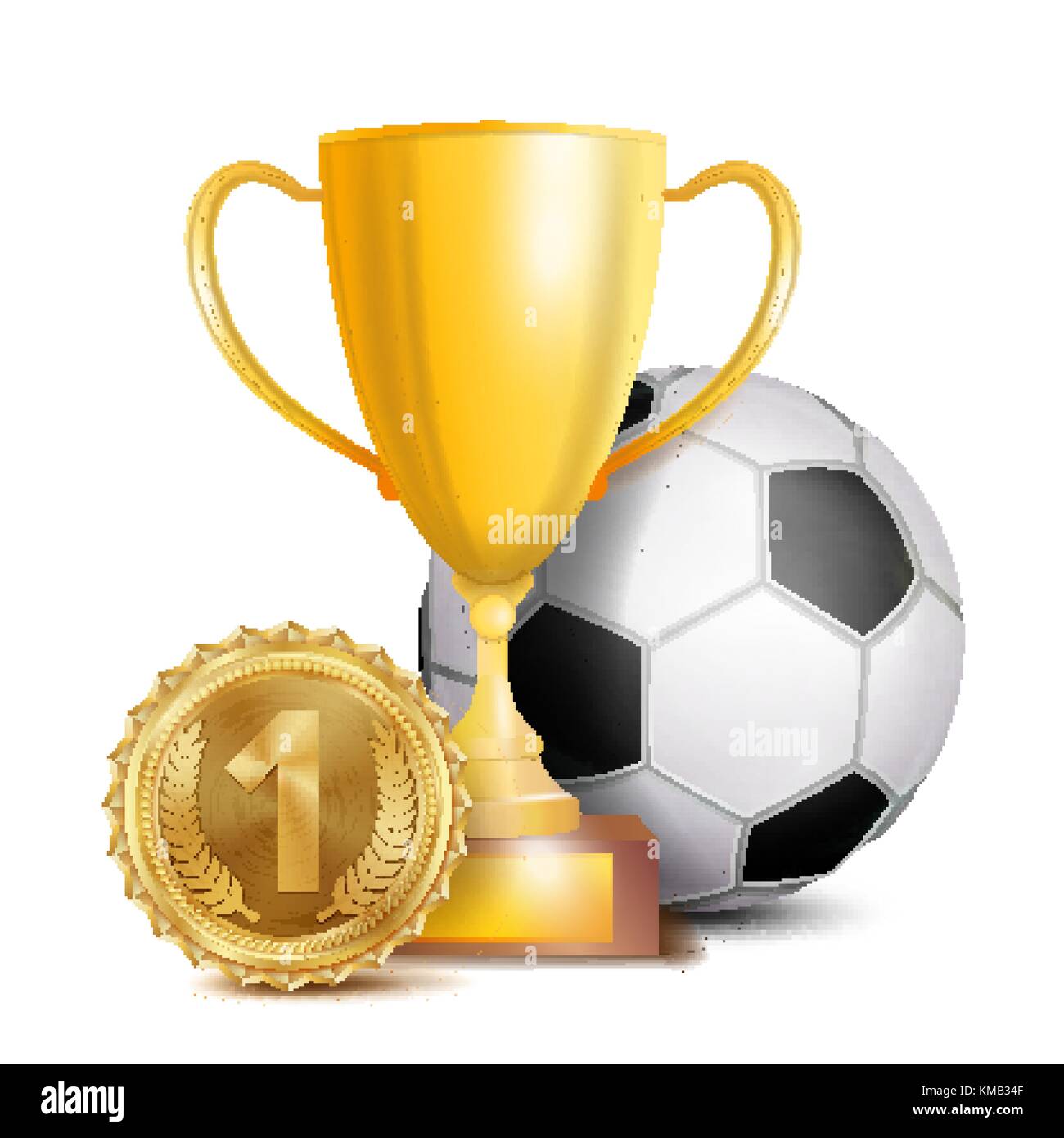 Football Award Vector. Sport Banner Background. Ball, Gold Winner ...