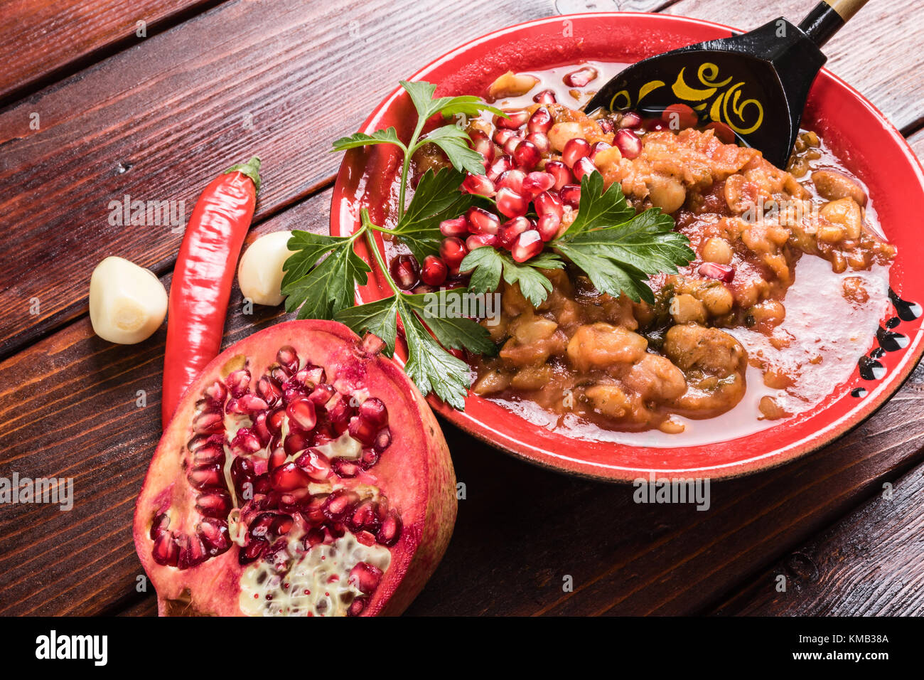 food studio with vegetarian beans spicy ragout with pepper and ...
