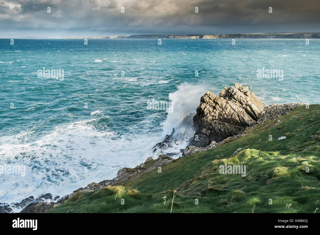 UK weather - rain clouds rainclouds approaching Newquay on the North ...