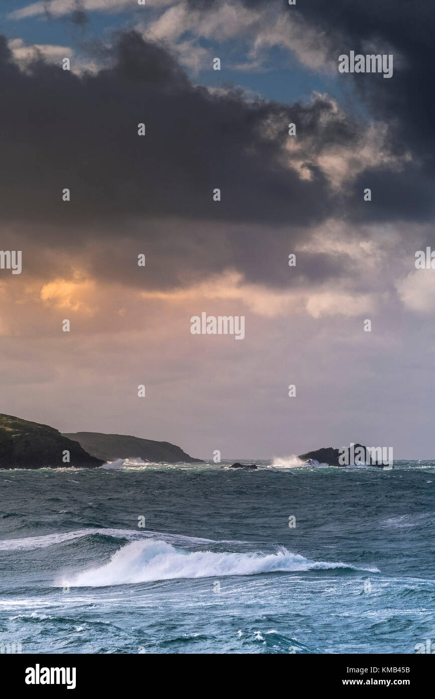 UK weather - stormy weather over East Pentire Headland on the North ...