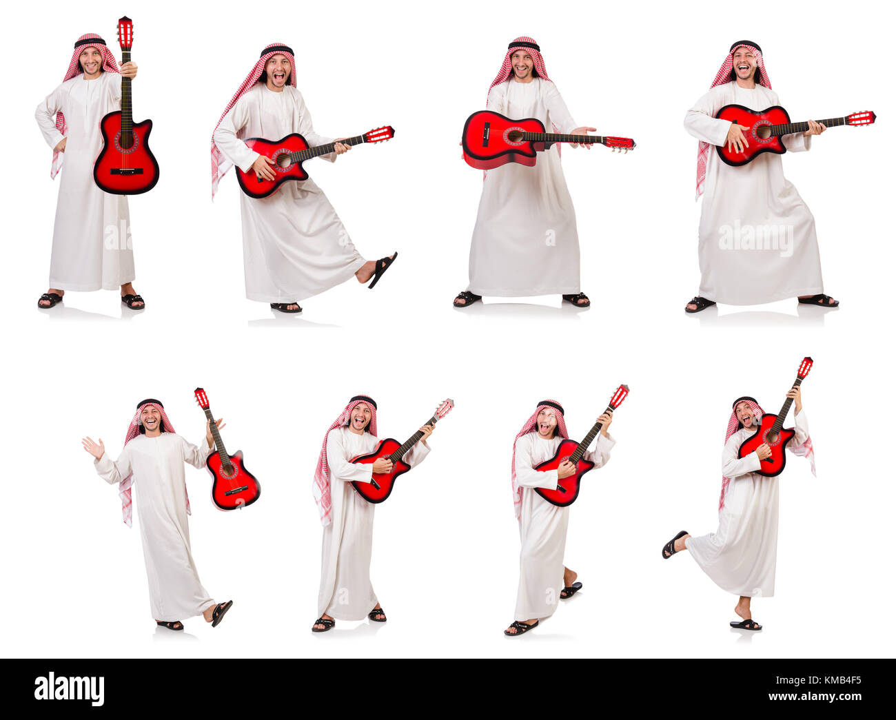 Arab man playing guitar isolated on white Stock Photo - Alamy