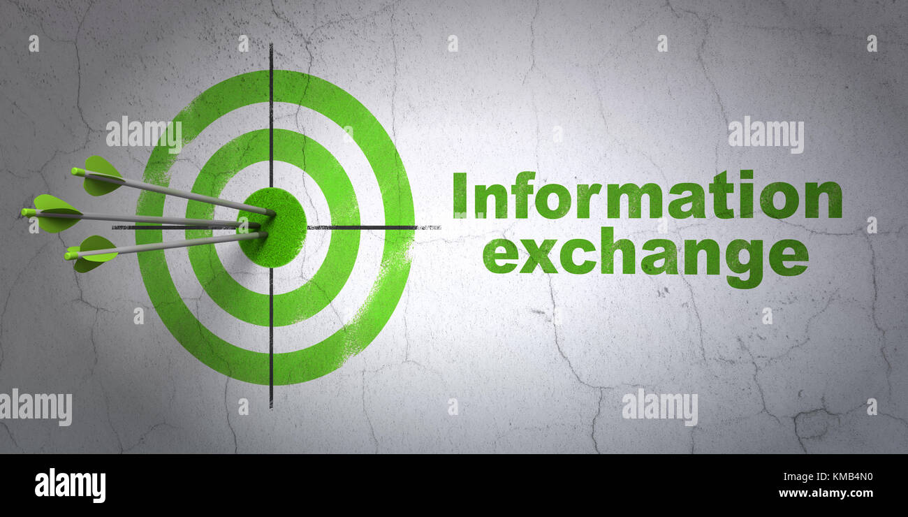 Information concept: target and Information Exchange on wall background ...