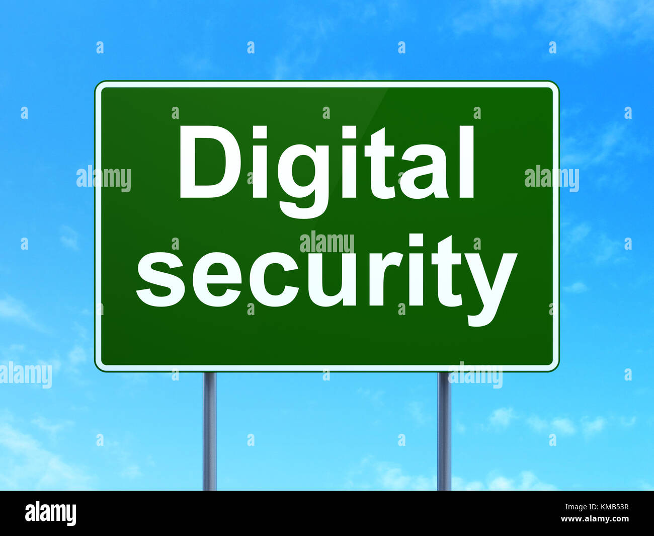 Safety concept: Digital Security on road sign background Stock Photo ...